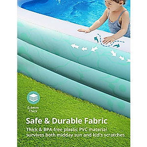 Inflatable Swimming Pool, 118" x72" x22" Family Blow up Swim Pools with Sun Shade,UV30+ Sun Shelter , Rectangular Lounging Pool for Backyard, Garden, Adults, for Age 3+