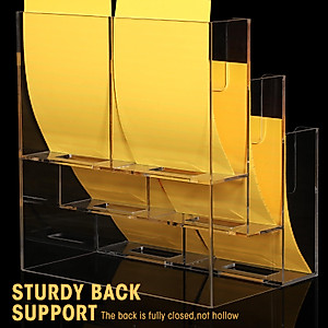 Vicenpal 3 Tier Acrylic Brochure Holder 4 x 9 Inch Brochure Display Stand Multi Pocket Magazine Holder Greeting Card Organizer Clear Literature Holder for Menu, Letter, Pamphlet, Sign, Desk(2 Pcs)