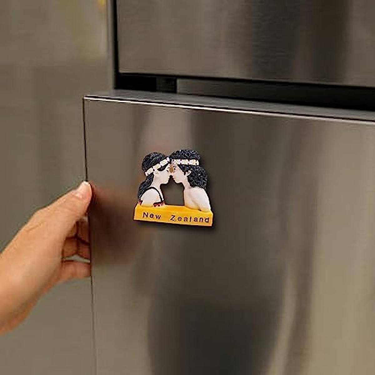 WitnyStore Tiny Maori Couple of Lovers Māori Indigenous Polynesian People, New Zealand Australia Oceania Tourist Attractions Resin Refrigerator Magnet Traveler Souvenir Gift Memento 3D Fridge Magnets