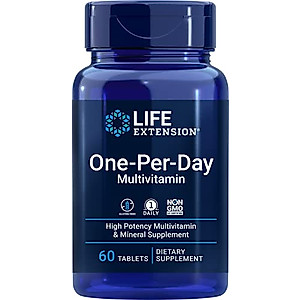 Life Extension One-Per-Day Multivitamin - Essential Vitamins & Minerals - for Healthy Immune Function, Cellular, Blood Vessel, Heart & Brain Health - Non-GMO, Gluten-Free - 60 Tablets