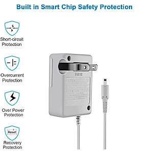 3DS Charger, 4 Stylus Pen 3DS Charger Compatible with Nintendo 3DS/ DSi/DSi XL/ 2DS/ 2DS XL/New 3DS XL 100-240V Wall Plug Adapter