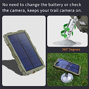 FOCUHUNER Trail Camera Solar Panel, Solar Battery Charger Kit 6V/1.5A with Build-in 1700mAH Rechargeable Lithium Battery IP66 Waterproof Hunting Accessory, Solar Panel for Trail Camera(3.5MM*1.35MM)