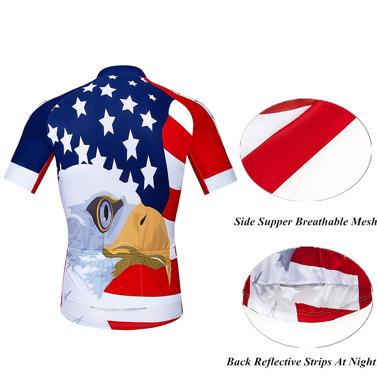 USA Cycling Jerseys Men, USA Flags Bicycle Shirts Summer Riding Tops Quick Dry Bicycle Jersey S-3XL