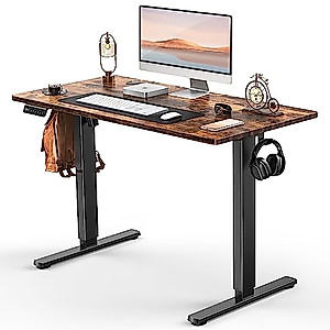 SMUG Electric Standing Desk with Memory Preset, Ergonomic Height Adjustable Table with T-Shaped Metal Bracket Modern Computer Workstations for Home Office, 4024, Rustic Brown