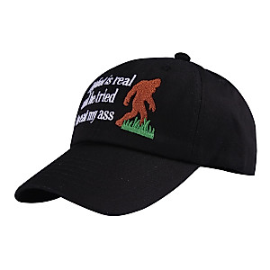Bigfoot is Real and He Tried to Eat Hat Cotton Bigfoot Costume Gifts Baseball Hats Black
