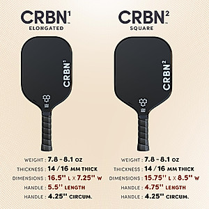 CRBN1 Pickleball Paddle - USAPA Approved Carbon Fiber Pickleball Paddle with Included Paddle Cover(White Logo, 14mm Thick)