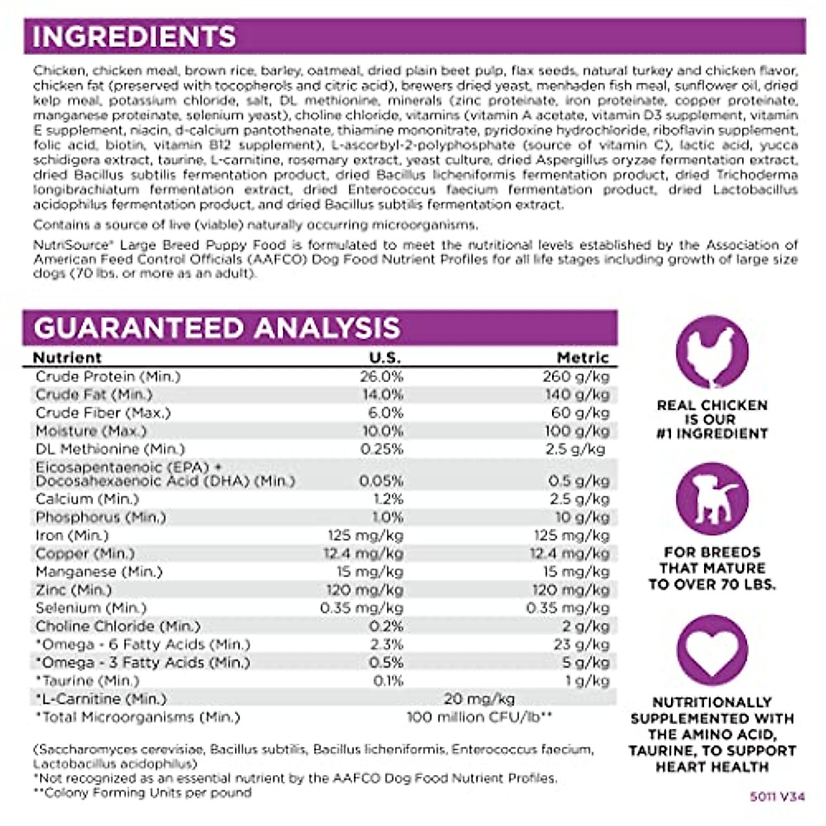 NutriSource Puppy Food, Made with Chicken and Rice, Large Breed, with Wholesome Grains, 15LB, Dry Dog Food