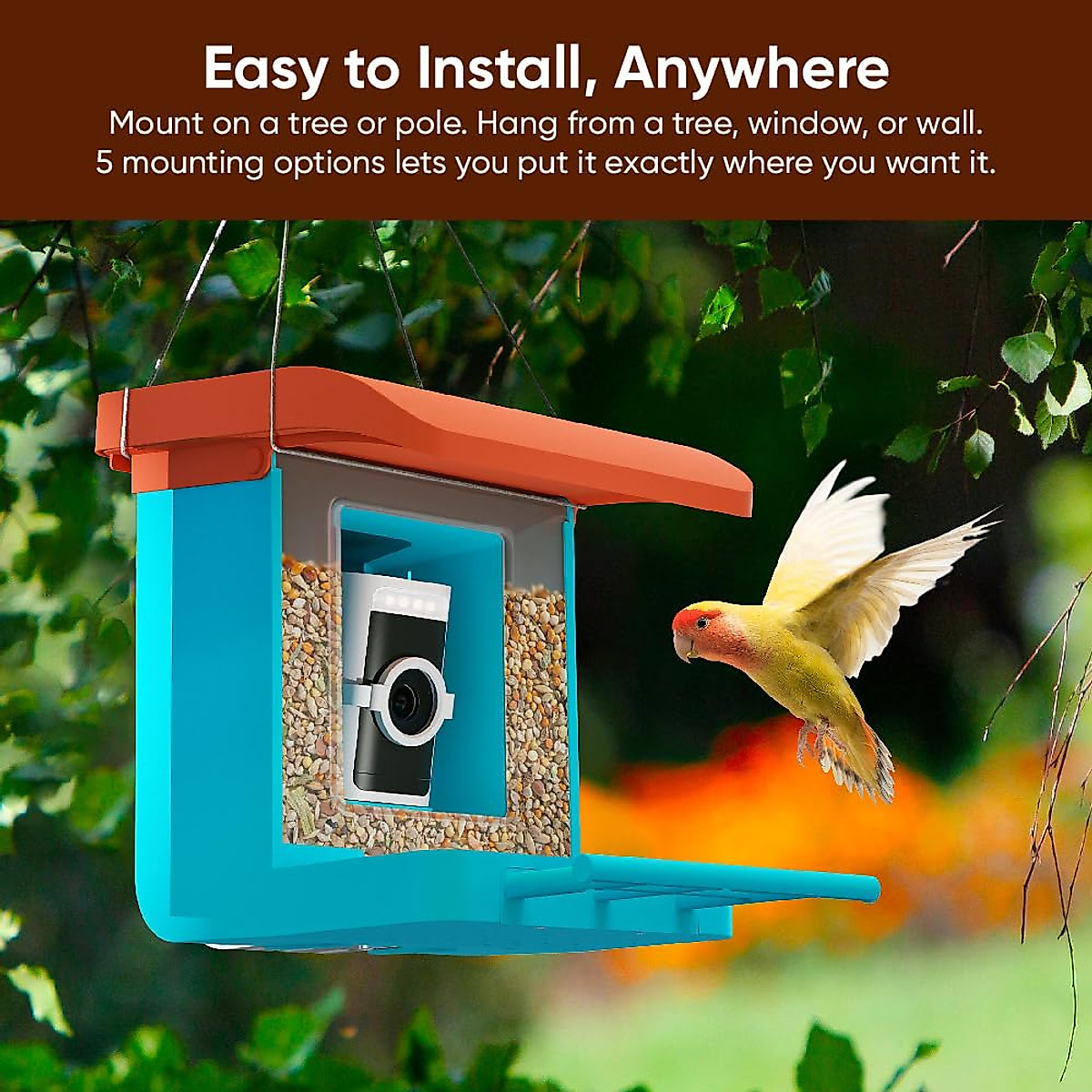 Bird Feeder Camera Case Compatible with Wyze Battery Camera Pro, Wyze Cam Outdoor v1/v2, Wyze Camera v4/v3/v3 Pro, 5 DIY Mounting Methods, Equipped with a Macro Lens (Camera NOT Included)