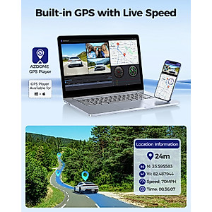 AZDOME M550 Pro 5G WiFi 3 Channel Dash Cam Built-in GPS, 4K+1080P Dual Dash Camera for Cars with 64GB Card, 1440P+1080P+1080P Front and Rear Inside, 3.19" IPS Screen, IR Night Vision, 24H Parking Mode