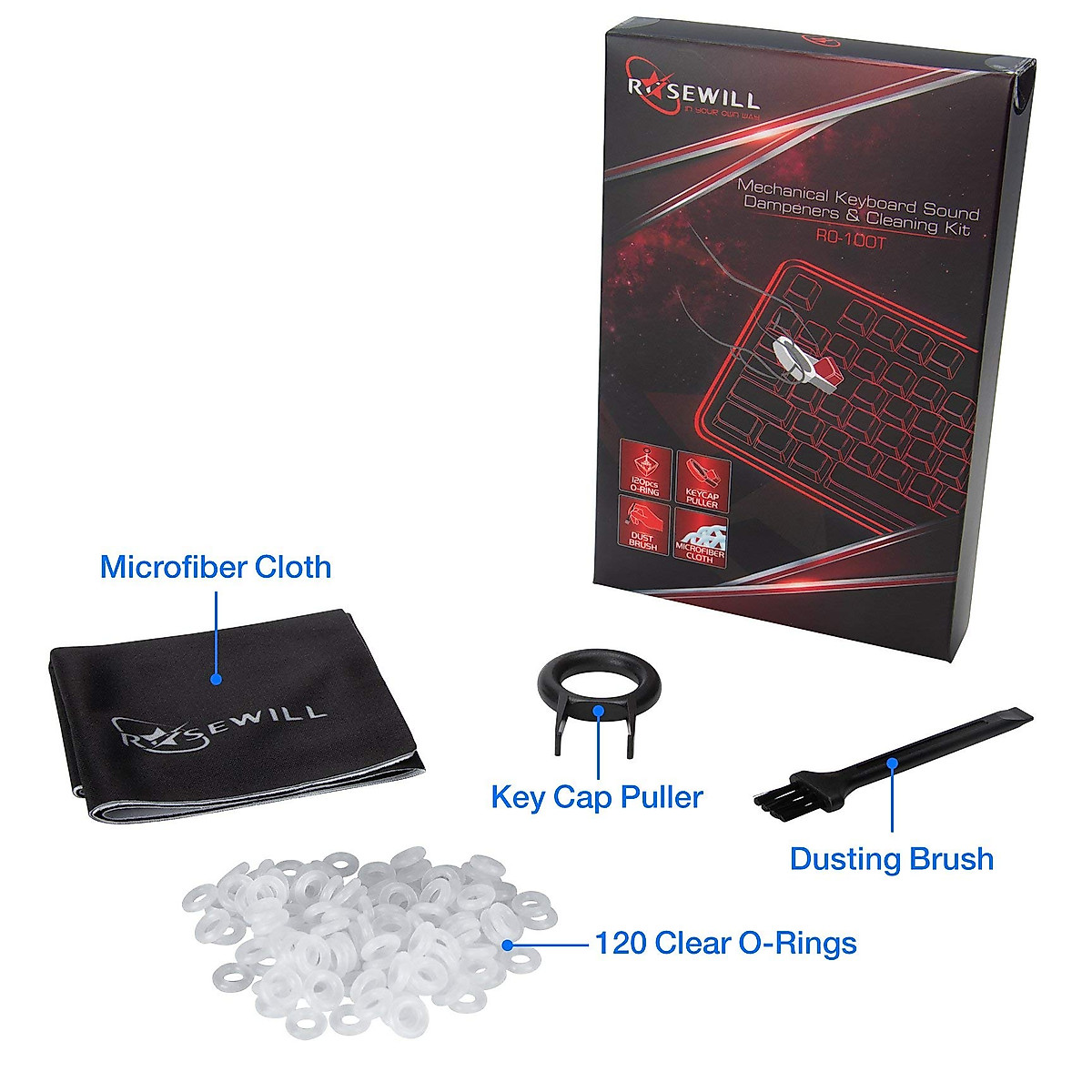 Rosewill Mechanical Keyboard Rubber O-Rings, Switch Sound Dampener Compatible w/Cherry MX and Kailh Switches, 120 pcs - RO-100T (Renewed)