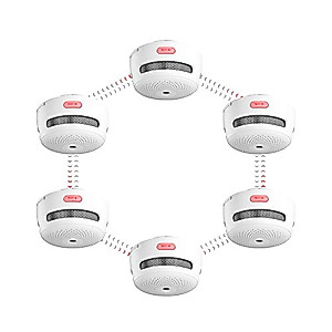 X-Sense Wireless Interconnected Smoke Detector Battery Powered Fire Alarm with Over 820 feet Transmission Range, XS01-WR Link+, 6-Pack