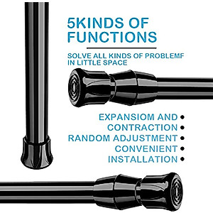 AIZESI 2PCS Tension Rod Tier Window Short Curtain Rod,16 to 28inch,black,small Short Expandable Spring Loaded Curtain Tension Rods for Cupboard,kitchen，small Window