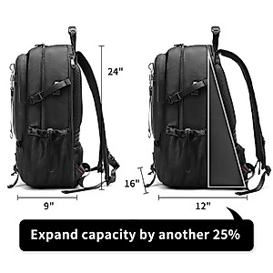 SSWEISIKER Large 65L Travel Laptop Backpack for Men, Waterproof Carry on Bags on Flight Approved with USB Charging Port, Computer Backpack Fit 17 Inch Laptops,Black