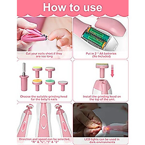 OTTOLIVES Baby Healthcare and Grooming Kit, 24 in 1 Baby Electric Nail Trimmer Set Newborn Nursery Health Care Set for Newborn Infant Toddlers Baby Boys Girls Kids Haircut Tools (0-3 Years+) (Pink)