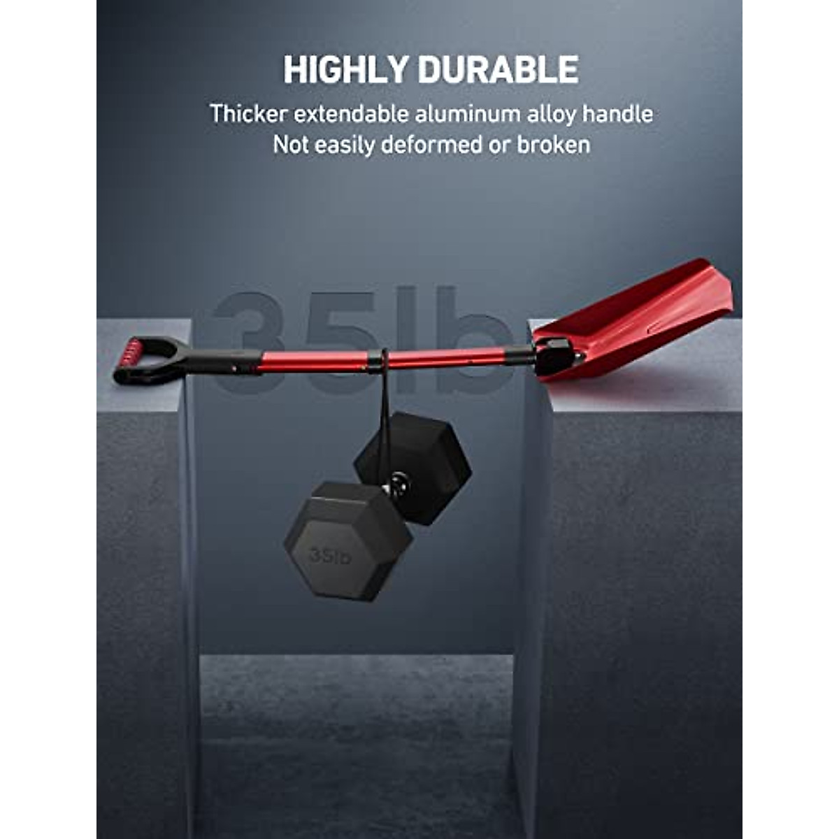 AstroAI 39" Folding Snow Shovel for Car, Extendable Snow Shovel with Thickened Aluminum Handle and Reinforced Iron Hinge, Portable and Multifunctional for Cars, Snowmobiles, Camping and Mud, Red