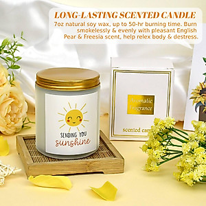 Sending Sunshine Gift, 12pcs Sunflower Gifts for Women, Get Well Soon Gifts Basket, Care Package, Unique Birthday Box with Inspirational Blanket Candle Thinking of You Her Sister Best Friend Mom Wife
