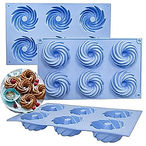 Anxbbo Mini Bundt Cake Pan 3pcs Silicone Fluted Tube Cake Pans, 6Cavity Heritage Bundtlette Cake Silicone Mold for Baking Non Stick Fancy Molds for jello, Cupcake, Doughnut, Cornbread, Brownie