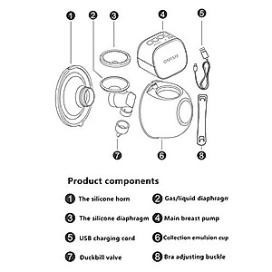 Wearable Breast Pump,Quiet & Hands-Free,Portable,in-Bra Double Electric Breast Pump,Pain Free Strong Breastfeeding Pump Strong Suction (Gray)