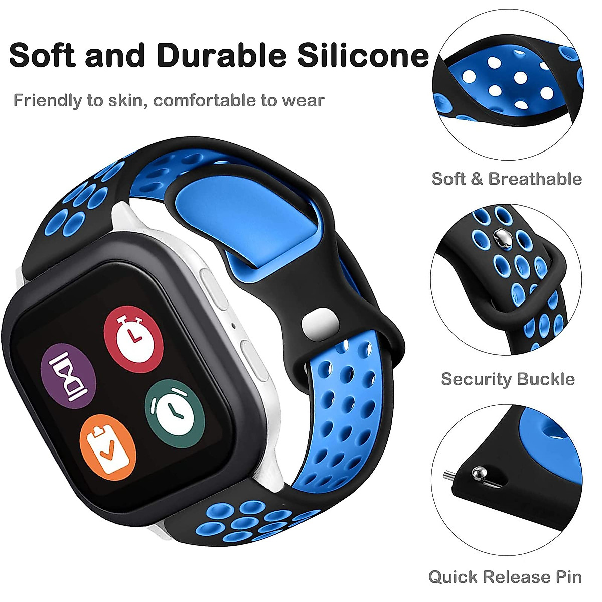 3 Pack Silicone Sport Band Compatible with Gizmo Watch 3 2 1/Gabb Watch 3e 3 2 1/syncup watch/Cosmo JrTrack Watch Band,Soft Breathable Smartwatch Band replacement Small size