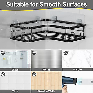 Manalete Corner Shower Caddy, 2 Pack Adhesive Bathroom Shower Organizer, No Drilling Black Shower Shelf for Inside Shower, Corner Shower Storage Rack Shampoo Holder Organizer