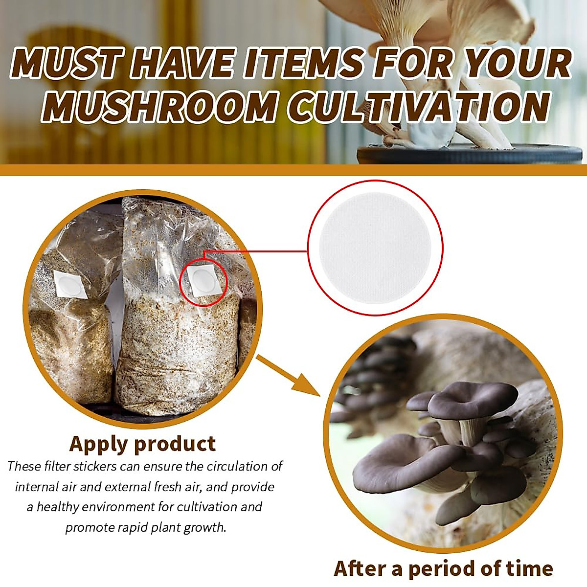 Synthetic Filter Paper Stickers 65 mm PTFE Filter Disc 0.3 μm Filter Paper for Mushroom Cultivation Wide Mouth Jar Lids