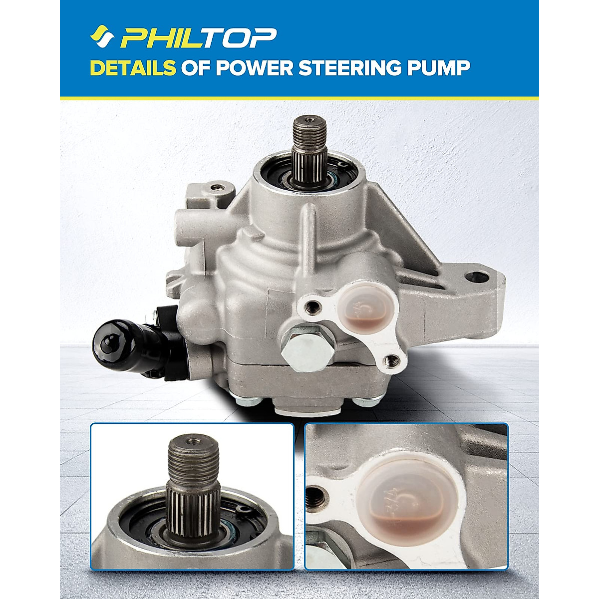 PHILTOP 21-5419 Power Steering Pump OE Fit For TSX 2006-2008, RSX 2002-2006, Element 2006-2011, CR-V 2002-2002, Accord 2006-2007 2.4L, CR-V 2005-2011, Power Assist Pump 56110PNBA01, 56110PNBA03