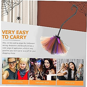 FOYTOKI Broom Ornament Broom Stick Halloween Witches Broomstick Halloween Props That Moves Witch Prop Witch Supplies Halloween Broomstick Witch Broomstick Halloween Broom Decor Gauze