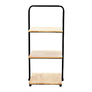 Creative Co-Op Modern Decorative 3 Shelves Solid Wood Kitchen Coffee or Tea Station and Plant Holder, Black Tiered Tray