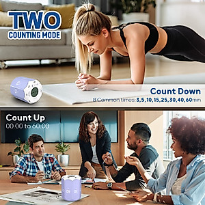 Pomodoro Timer, Octahedral Flip Timer, Desk Digital Timer for Kids, Kitchen Timer Magnetic with LCD Display, Silent & Alarm Function, Countdown/up Timer for Cooking, Productivity, Classroom, Gym, ADHD