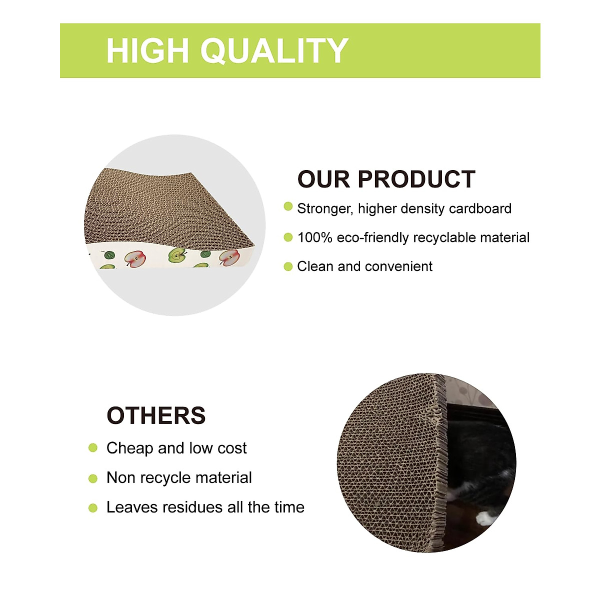 TIMHAKA Cat Scratching Board, Corrugate Cat Scratcher for Indoor Cats with Catnip, Cat Scratch Pad with Premium Scratch Textures Design, Cardboard Cat Scratcher with Double-Sided Usability (Pack of 2)