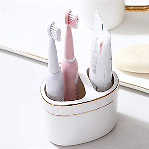 JWZQ Bathroom Accessories Set,6-Piece Ceramic Gift Set,Toothbrush Holder,Mouthwash Cup,Soap Dispenser,Soap Dish,Trash Can,Ceramic/Metal Tray