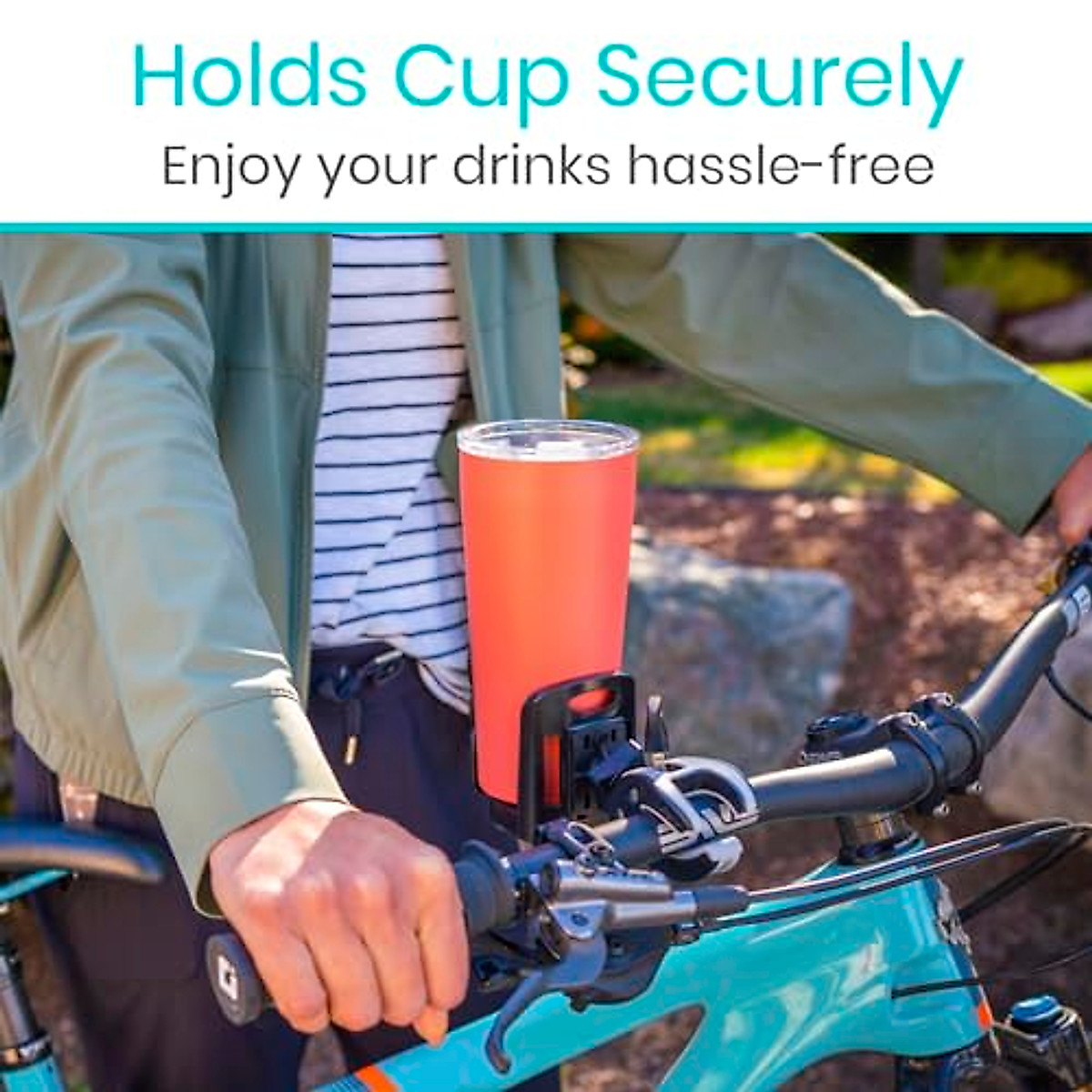 Vive Wheelchair Cup Holder (XL) - Universal, Adjustable, Clip On Accessory for Rolling Walker, Rollator, Electric Mobility Scooter, Stroller, Bike & Chair - Water Bottle Attachment for Seniors & Adult