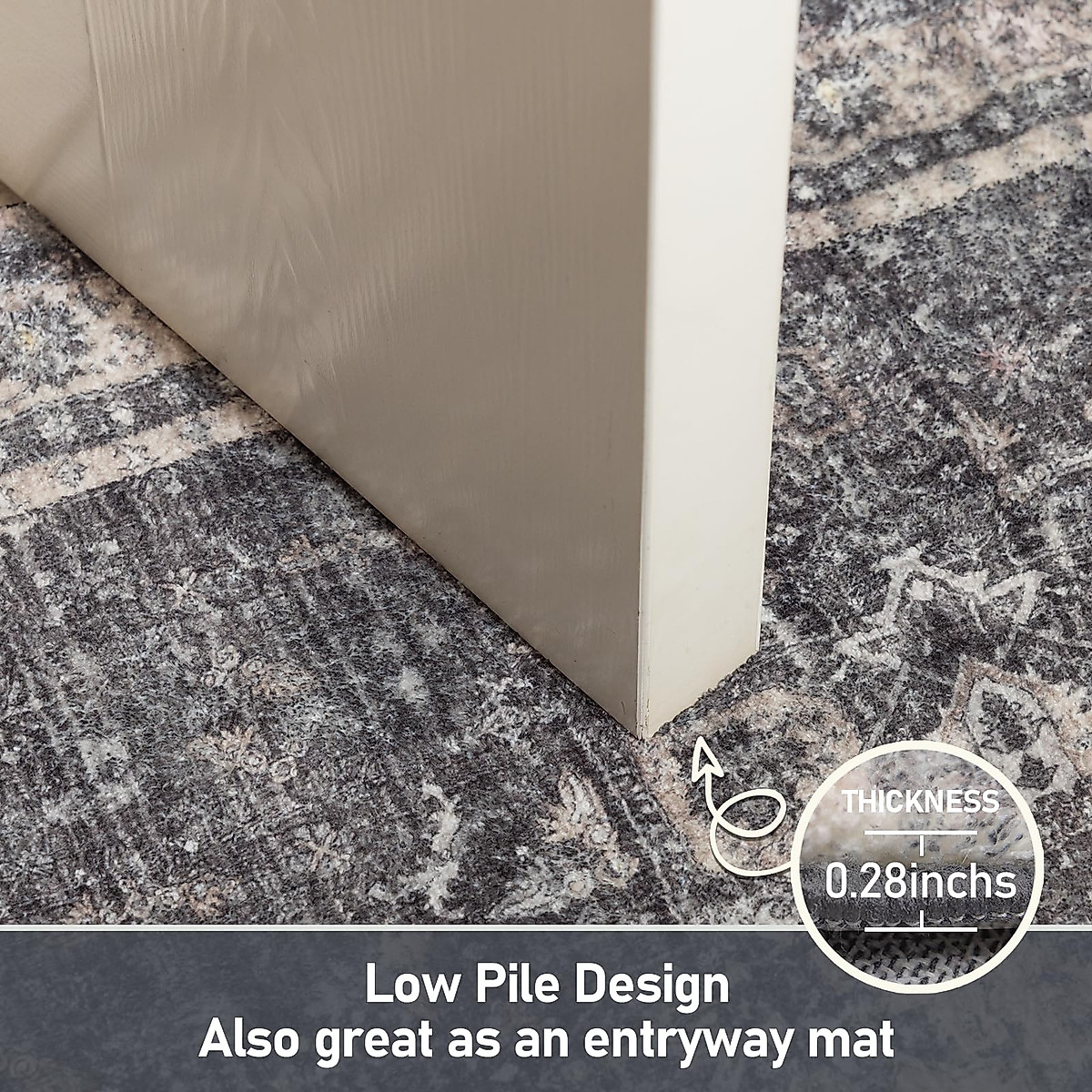 Softtrug Large Area Rug 8x10 Ft for Bedroom Living Room, Non-Slip Foldable Machine Washable Waterproof, Plush Soft for Office Dining Room Kids, Fluffy Easy to Clean, Decor Aesthetic, Dark Grey