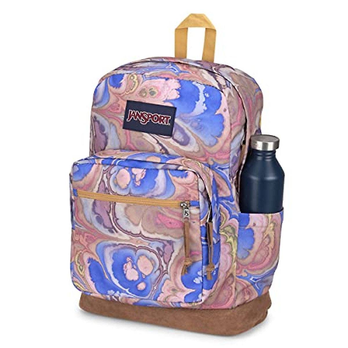 JanSport Right Pack Backpack - Class, Travel, Work, or Laptop Bookbag with Leather Bottom, Marble Mood