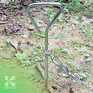 Katzco Chrome Dog Stake - Heavy-Duty Dog Tie-Out Stake- for Dogs Essentials, Dog Camping Gear, Outdoor Play