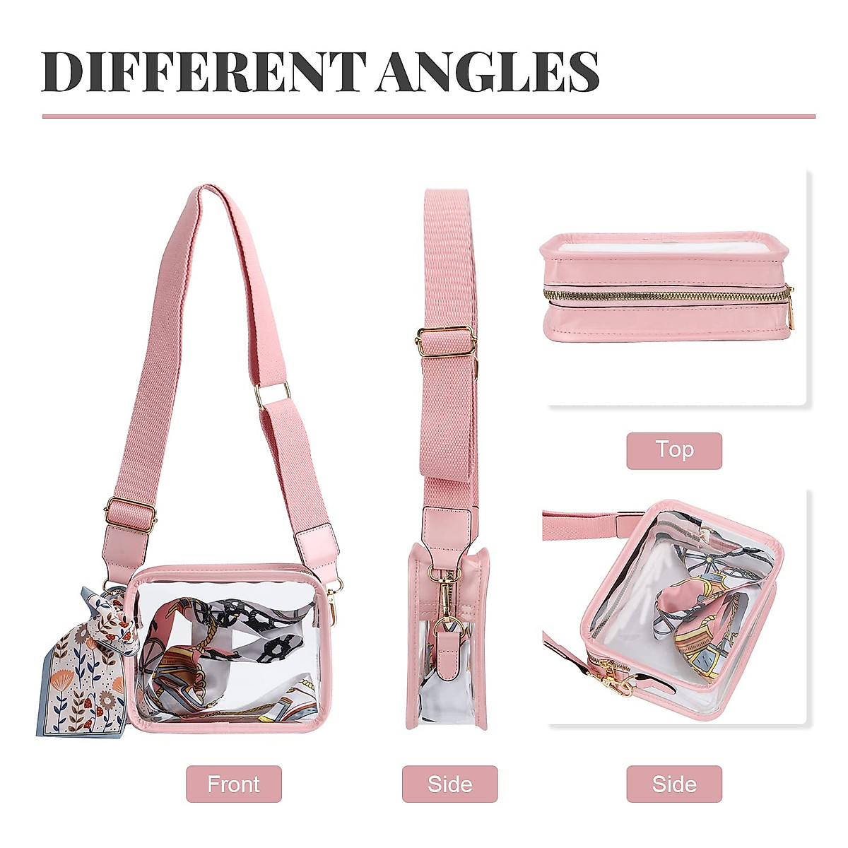 Oweisong Clear Bag for Stadium Events Women Stadium Approved Crossbody Bag Clear Purse Concert Sport Shoulder Handbag