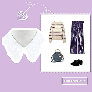 Gracelife Hollow Design Lapel False Collar Detachable Dickey Blouse Fake Half Shirt Collar for Women (White 79)