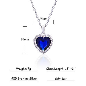 CHERUBIC Titanic Heart of the Ocean Necklace, Forever Love Heart Necklace Pendant Shining Crystal Zircon Jewelry Gifts For Women