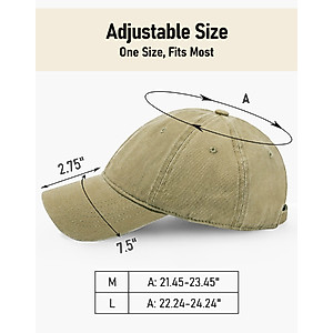 VODIORE Khaki Hats Washed Cotton Baseball Cap Vintage Baseball Hat Low Profile Cap Khaki
