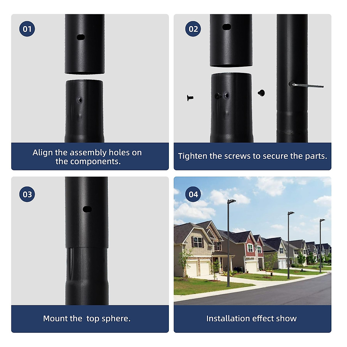 Xhmeishan Street Light Pole 16Ft, Street Light Poles for Outdoor Lighting,Solar Street Light Pole Accessory for Street, Suitable for Basketball Courts, Parking Lots, Residential Areas, Park (16FT)