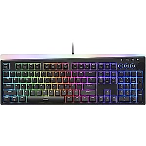 i-rocks K71M RGB Mechanical Gaming Keyboard with Media Control Knob, Gateron Switches (Brown), 107 Keys w/Full NKRO, PBT Keycaps, Multimedia Hotkeys, Detachable USB-C Cable and Onboard Storage, Black