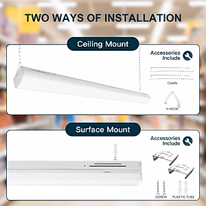 ELEPHANT DEPOT 4FT Led Light Fixtures,45W Dimmable Led Shop Light,48Inch Led Light Fixture,5850LM, 3500-5000K, Dimmable Linkable Led 4ft for Shop,Warehouse,Garage 5 Years(Included Chain)