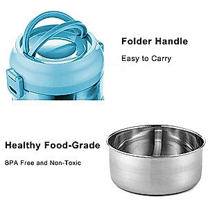 Lille Home 75OZ Stainless Steel Stackable Compartment Lunch/Snack Box, 3-Tier Bento /Food Container with Lunch Bag, Leakproof, Smart Diet, Weight Control (Blue)