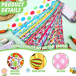 70 Pcs Spring Jelly Fabric Patchwork Roll, 2.55 Inch Easter Fabric Quilting Strips Roll up Jelly Fabric Patchwork Fabric Bundles for Holiday Quilters and Sewing DIY Crafts