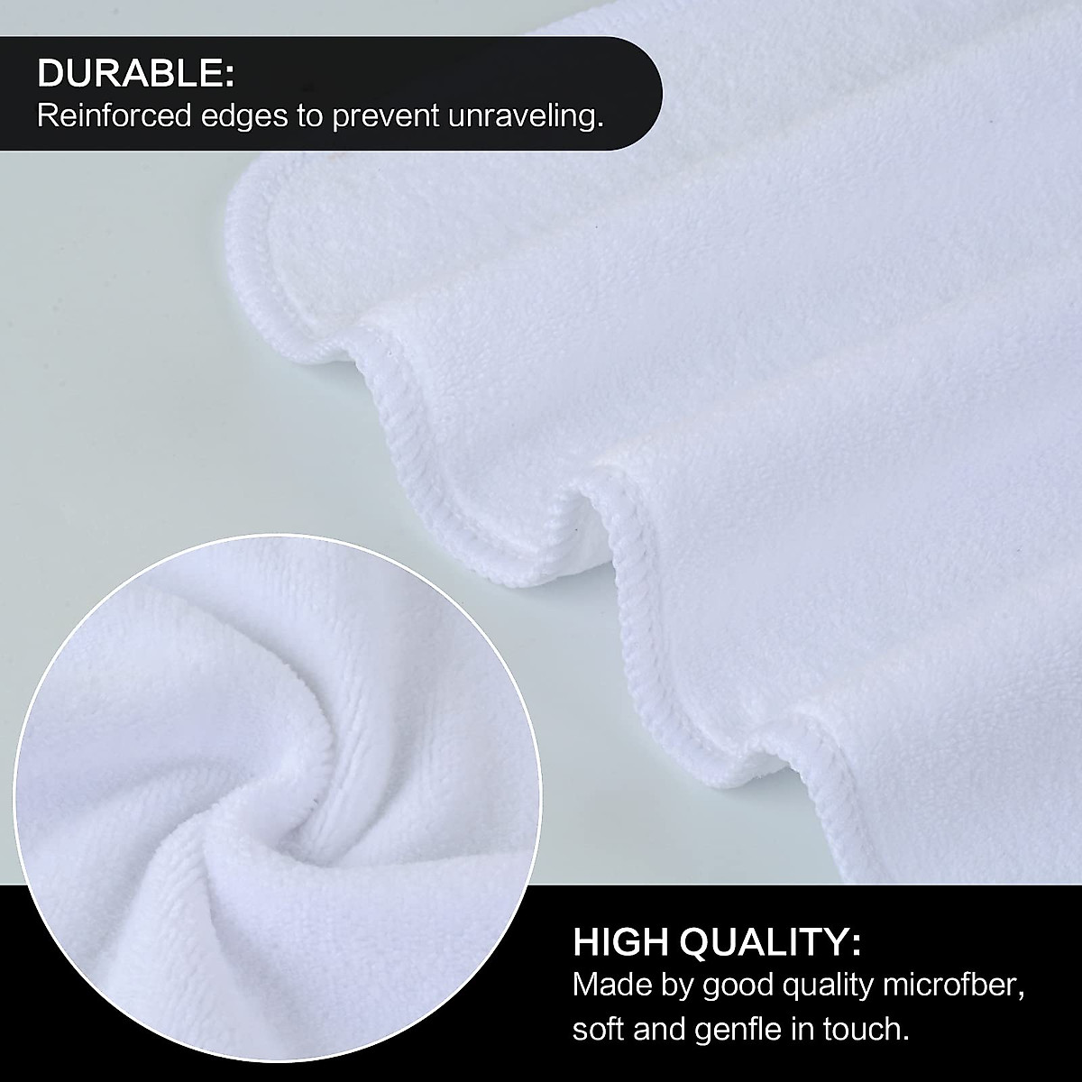 SINLAND Microfiber Facial Cloths Fast Drying Washcloth 12inch x 12inch White 6 pack