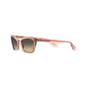 Ray-Ban Women's RB2299 Lady Burbank Cat Eye Sunglasses, Transparent Pink/Brown Vintage, 52 mm