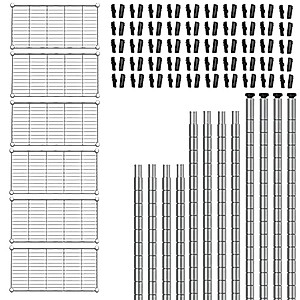 SINGAYE 6-Shelf Storage Shelf Wire Shelving Unit Metal Shelves Unit Storage Adjustable, Standing Shelf Units with PP Liner 21.25" W X 11.41D X 69 "H (Silver)