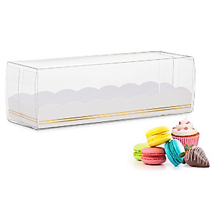Chocolate Covered Strawberry Boxes Packaging - Set of 10 (6.3x2x2Inch) w/Gold Foil Design - Valentines Day Treat Boxes for Strawberries - Macaron Boxes as Truffle Boxes or Chocolate Strawberry Boxes
