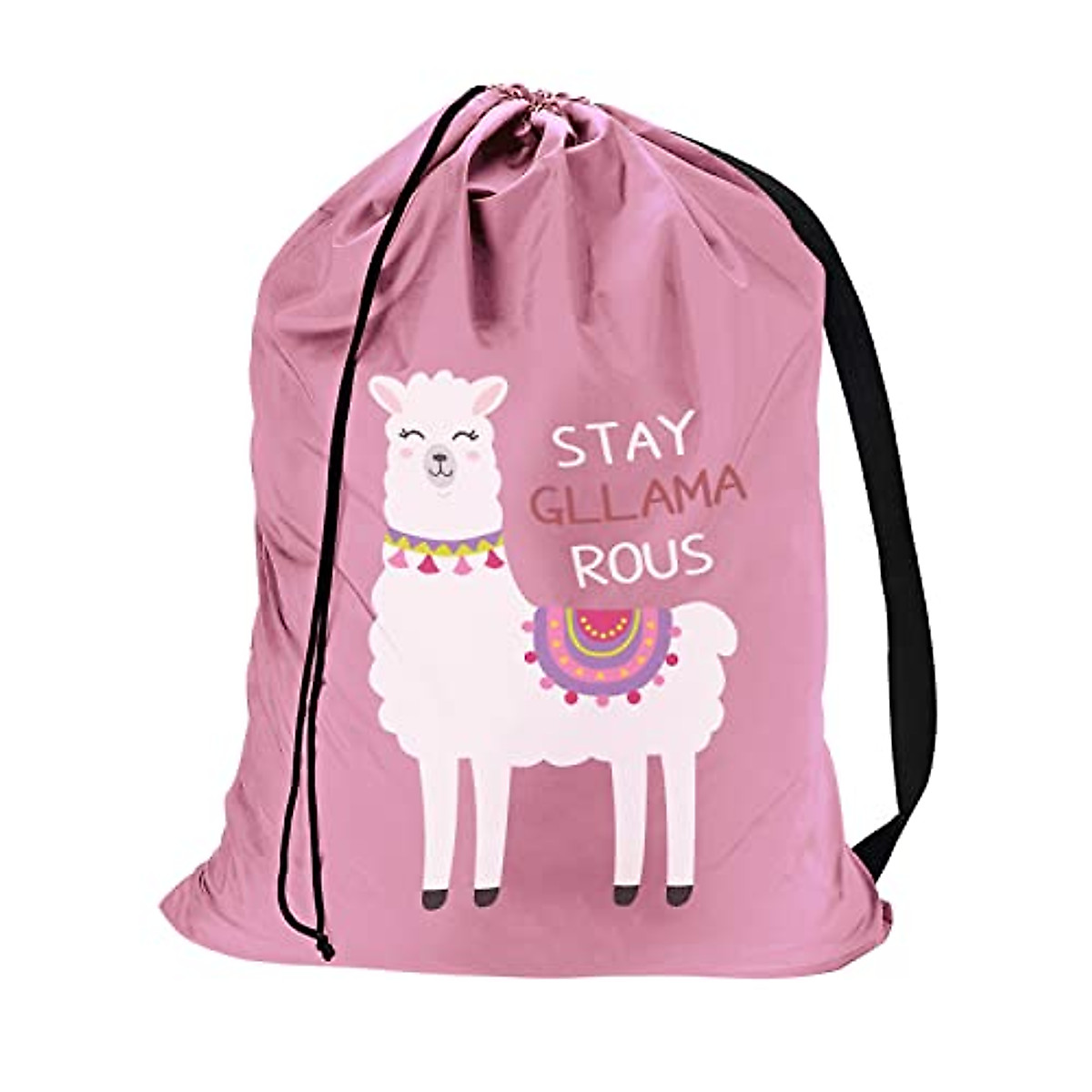 Laundry Bag with Cute Alpaca Pattern, Canvas Laundry Bag with Strap, Laundry Bags Extra Large Heavy Duty, Dirty Laundry Travel Bag, Dirty Clothes Bag For Traveling, Fit Laundry Hamper or Basket, Llama Gifts for Girls