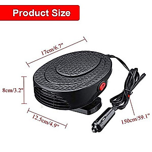Car Heater Defroster,Portable Car Windshield Heater Fan Defogger 30S Fast Heating,12V150W Cigarette Lighter 2 in 1 Heating/Cooling Micro Car Heater, Low Consumption No Noise